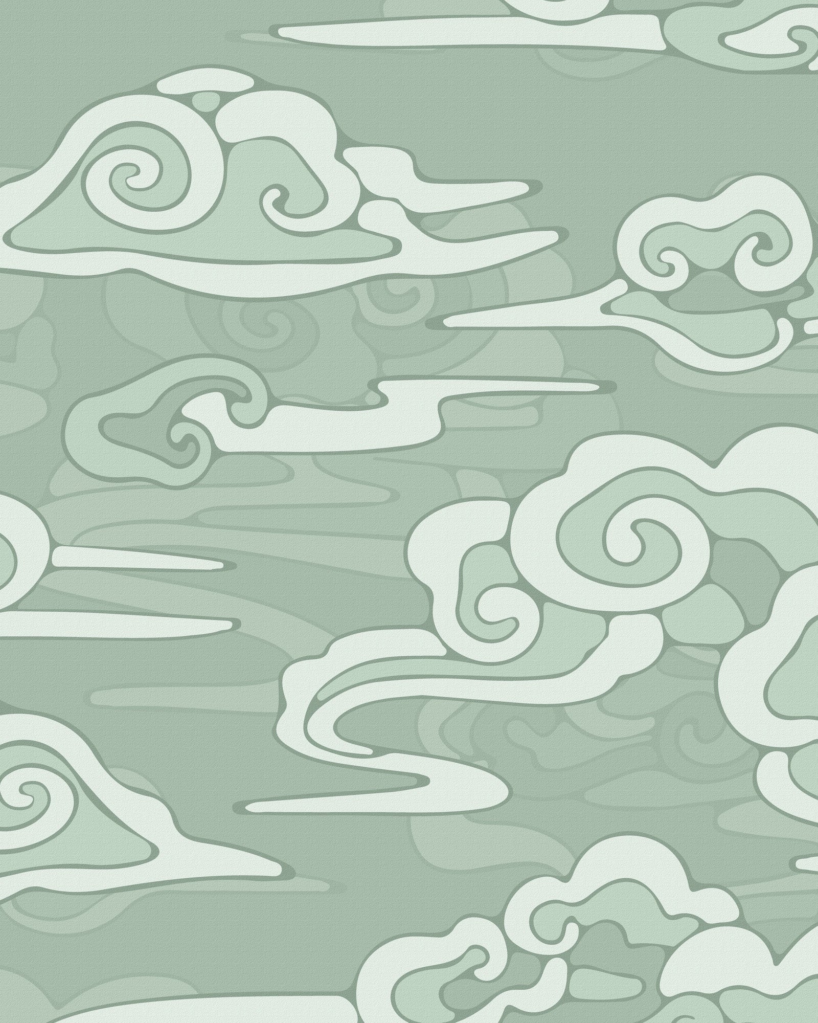 Greenly Living Atmos Wallpaper in Jade Green | Modern Cloudy Sky Wallcovering Panel Set | 52"W x ...