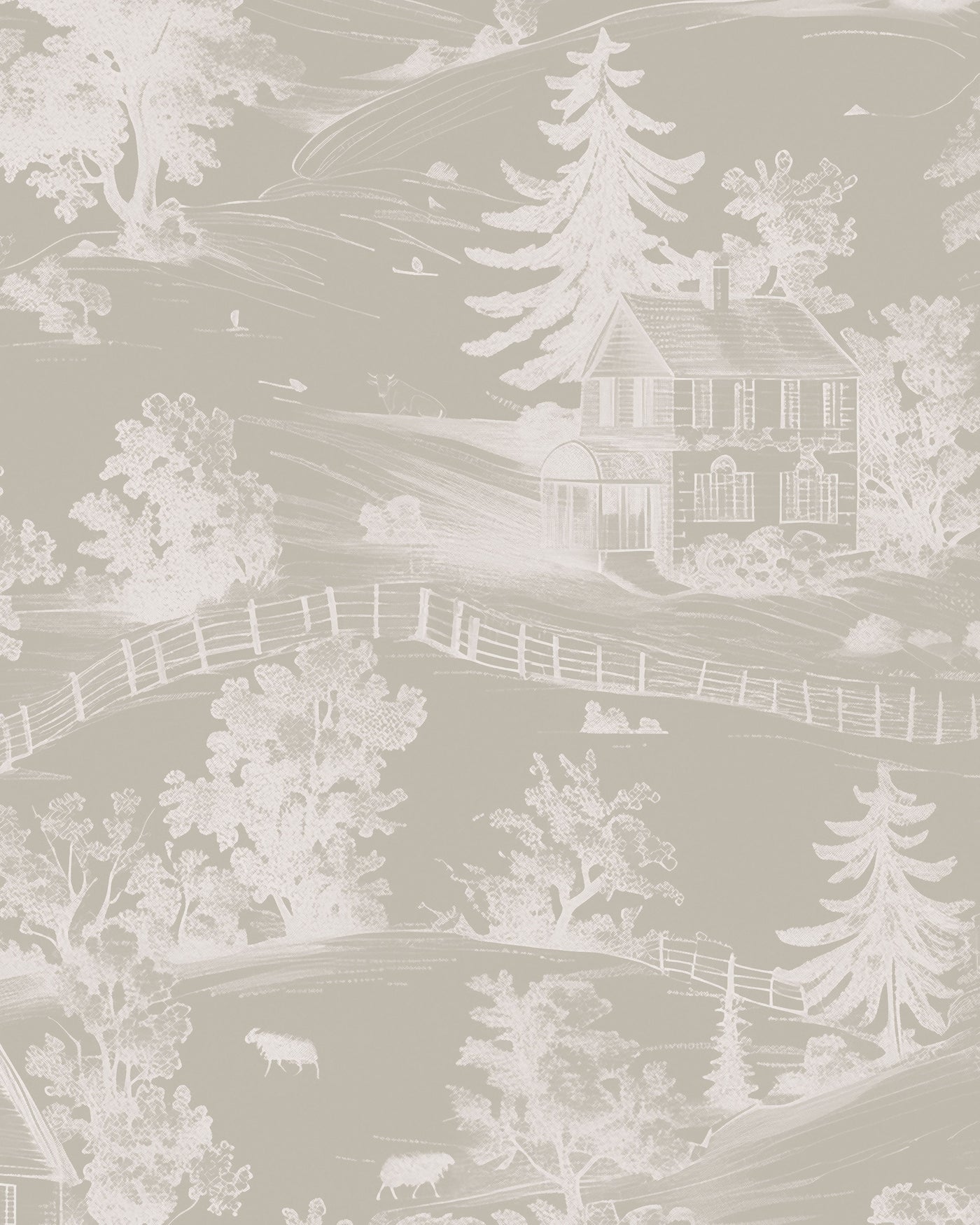 Greenly Living Homestead Wallpaper in Linen White | Vintage Country ...
