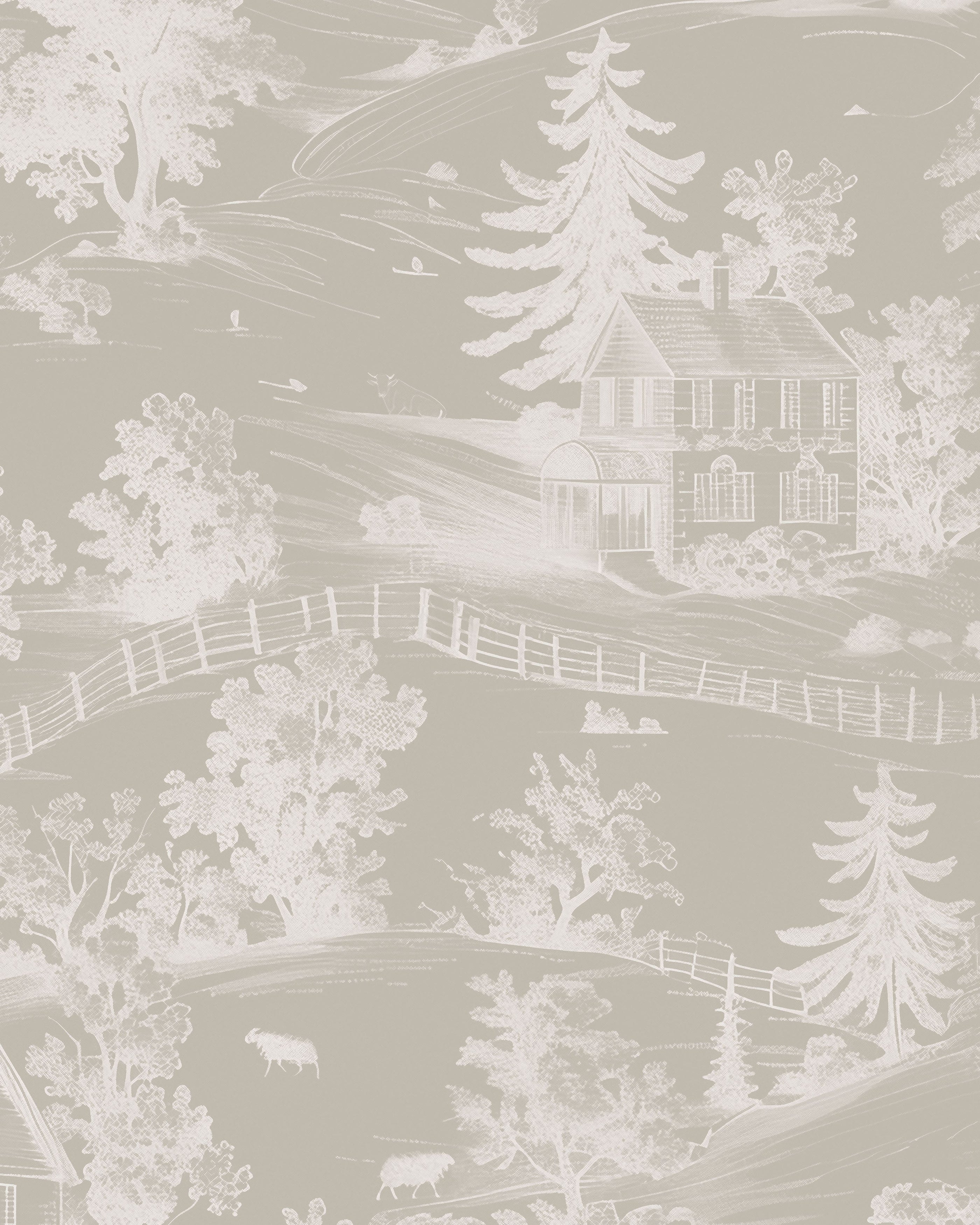 Greenly Living Homestead Wallpaper in Linen White | Vintage Country ...