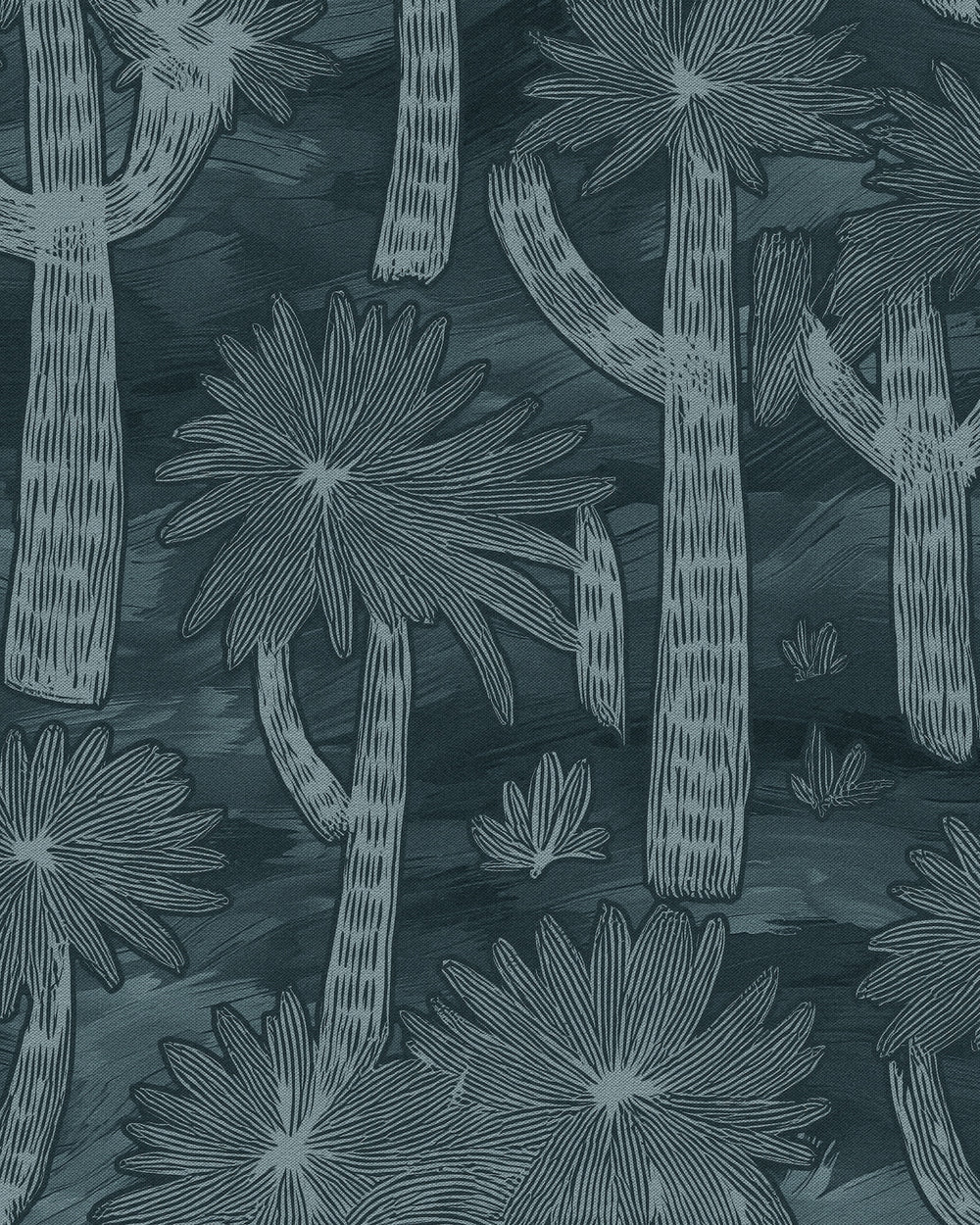 Greenly Living — Joshua Tree Wallpaper Slate Blue | Desert Botanical ...