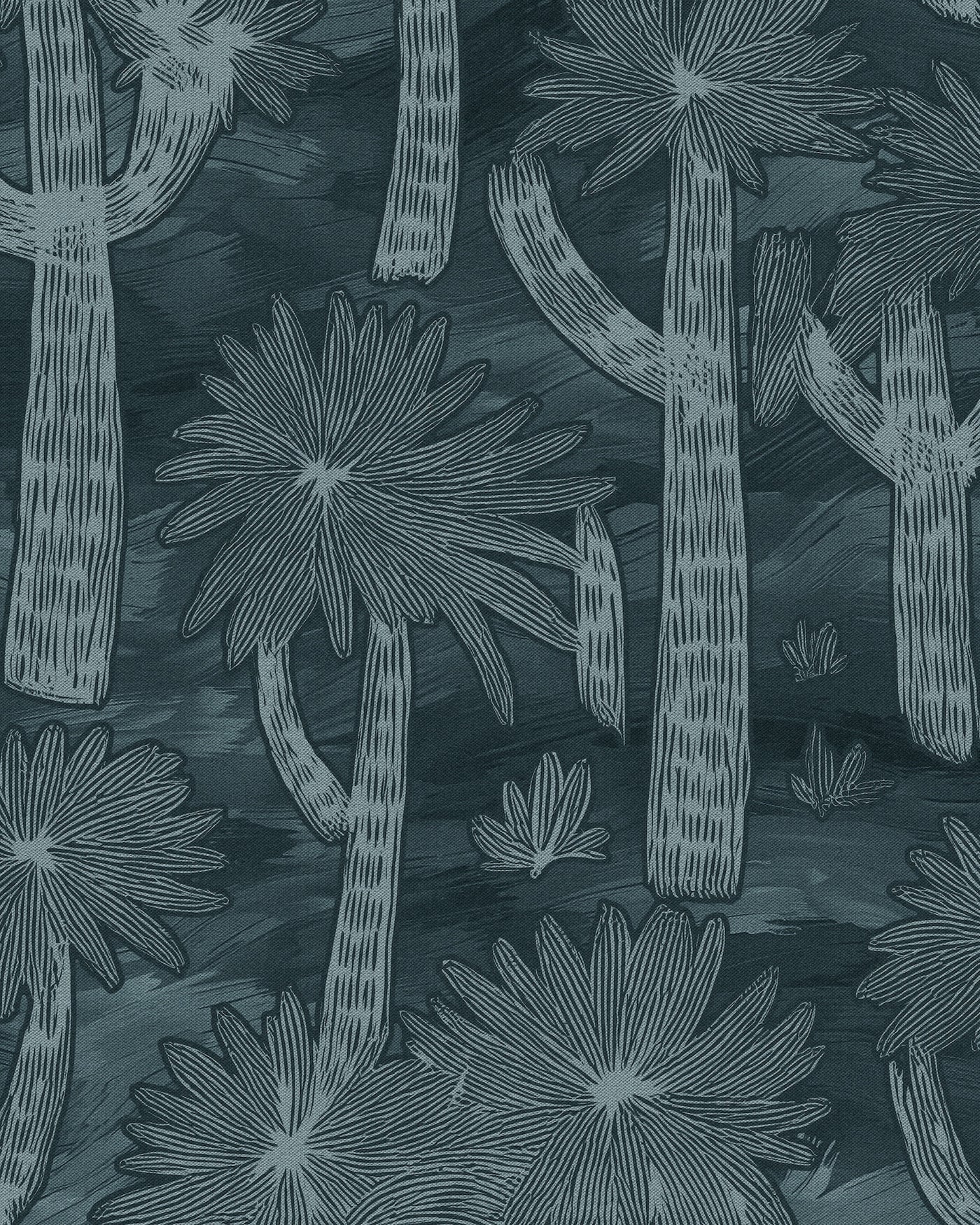 Greenly Living — Joshua Tree Wallpaper Slate Blue | Desert Botanical ...