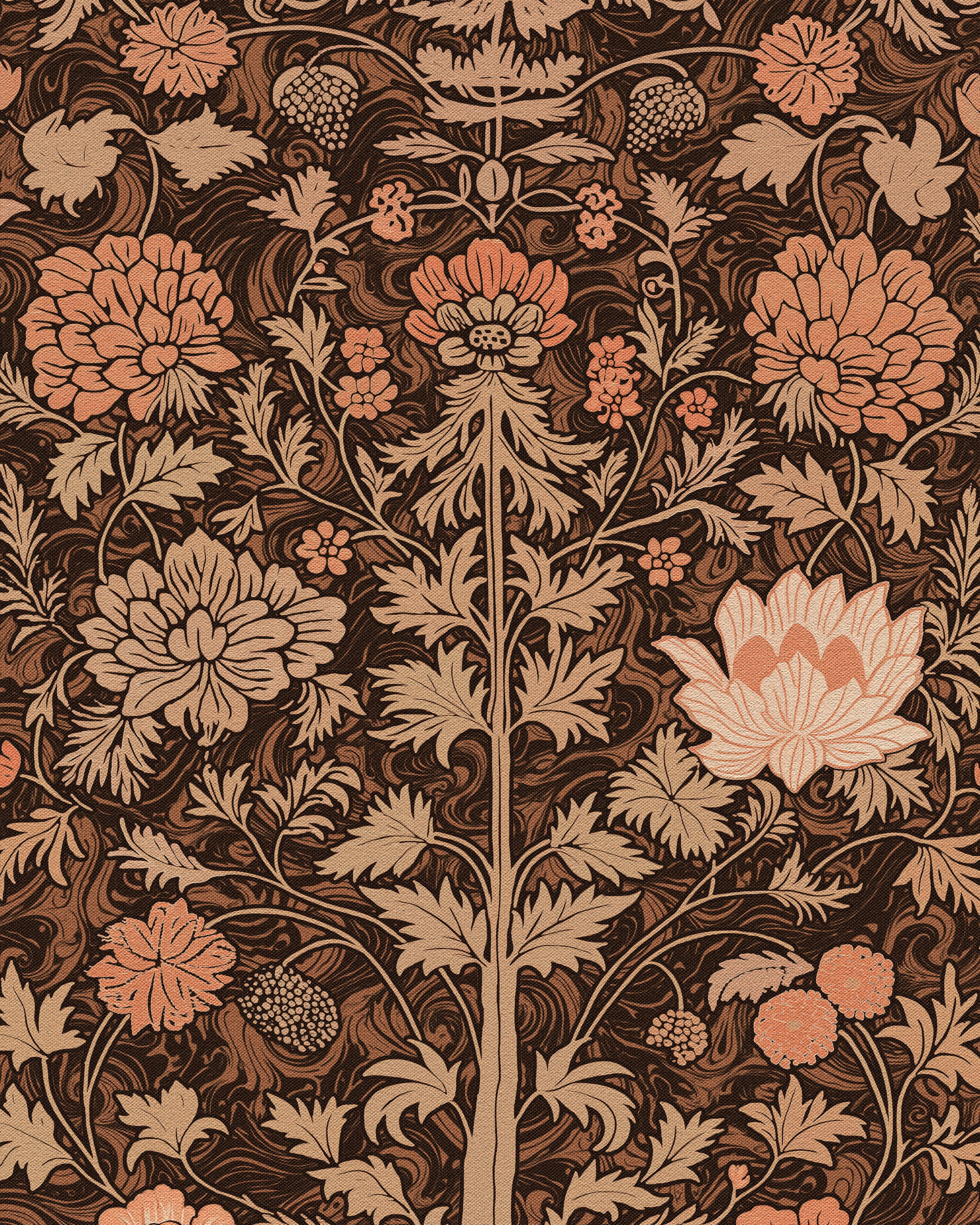 Tree of Life Wallpaper in Copper Brown | Botanical Garden Floral Block ...