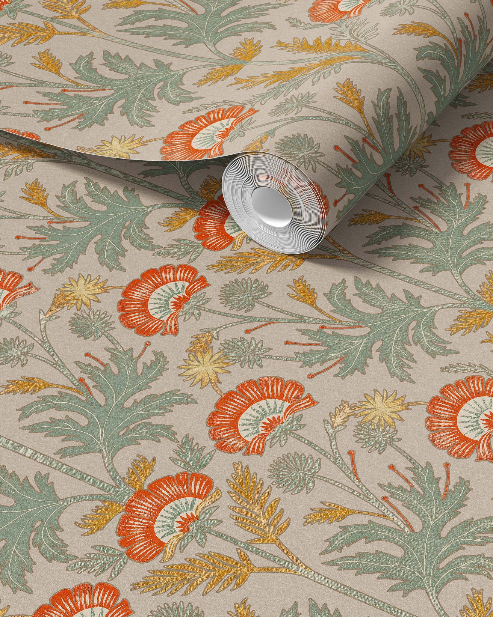 Primrose Floral Wallpaper in Linen White | Vintage Botanical Screen ...