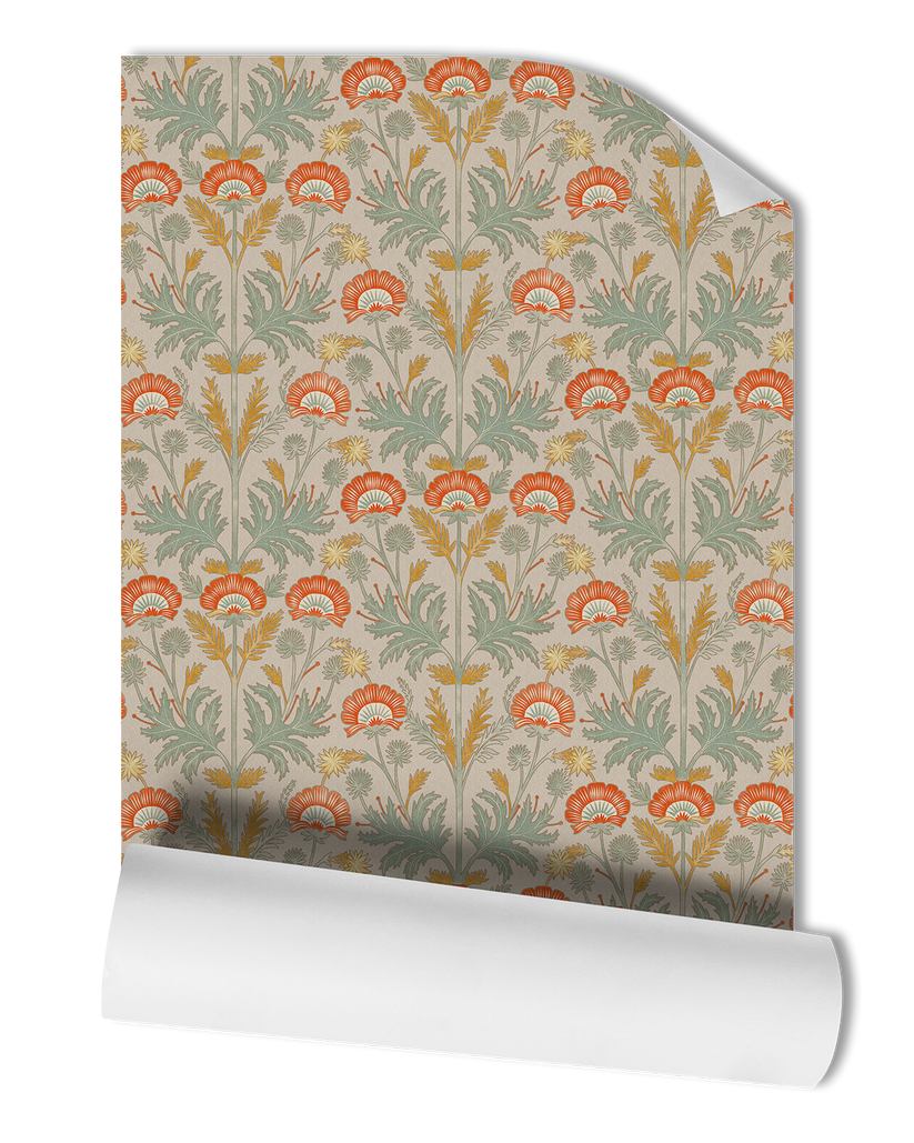 Primrose Floral Wallpaper in Linen White | Vintage Botanical Screen ...