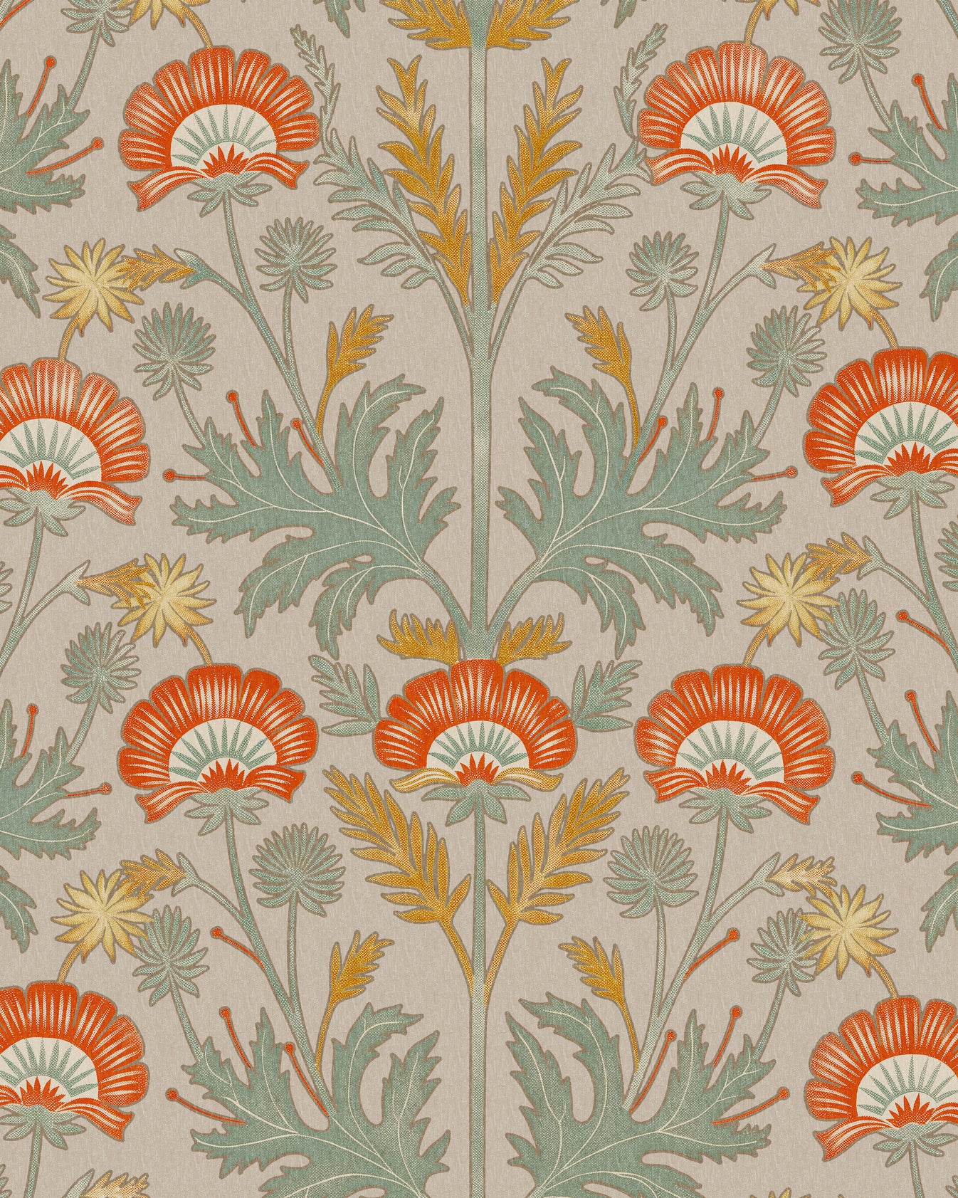 Primrose Floral Wallpaper in Linen White | Vintage Botanical Screen ...