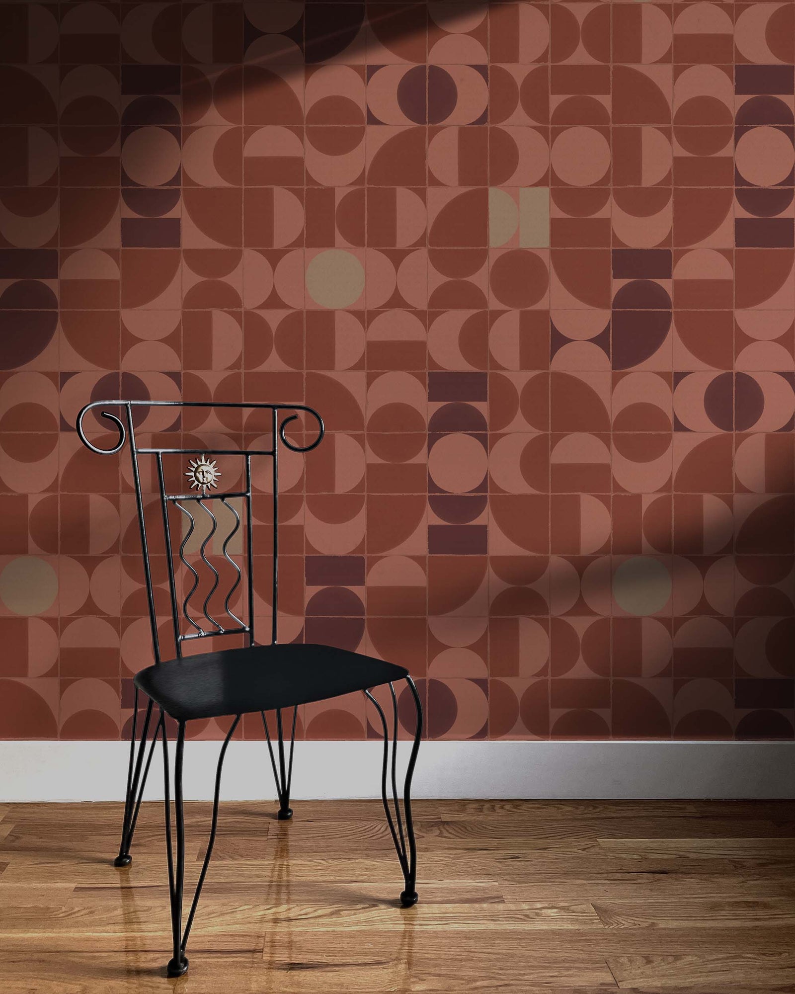 Greenly Living Bauhaus Tile Wallpaper in Canyon Orange | Modern Art ...