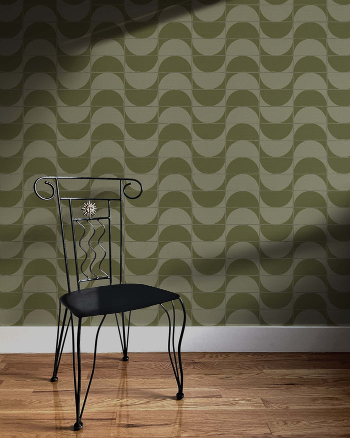 Greenly Living Copacabana Tile Wallpaper in Olive Green | Coastal ...