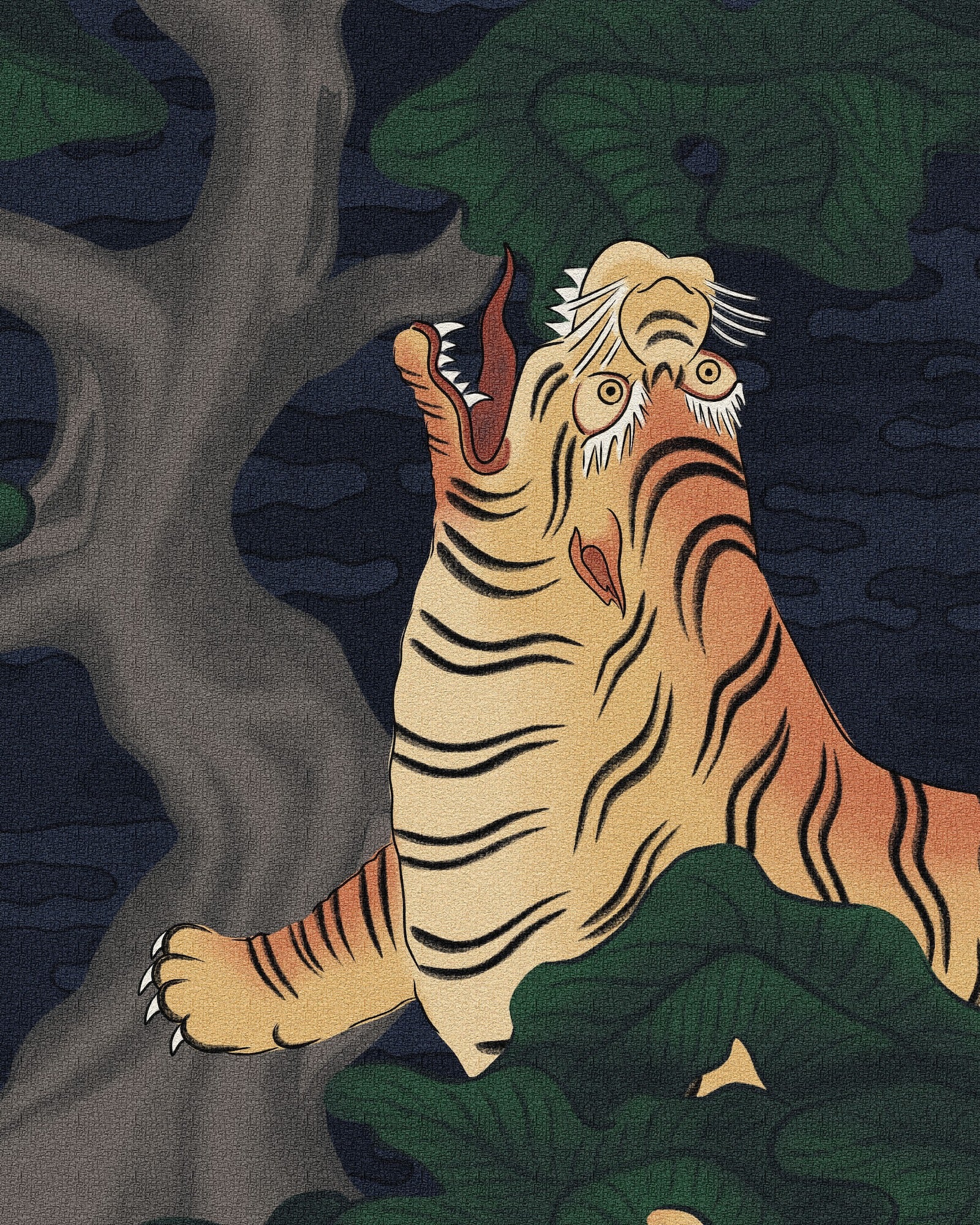Greenly Living - Ambush of Tigers Wall Mural in Midnight Blue ...