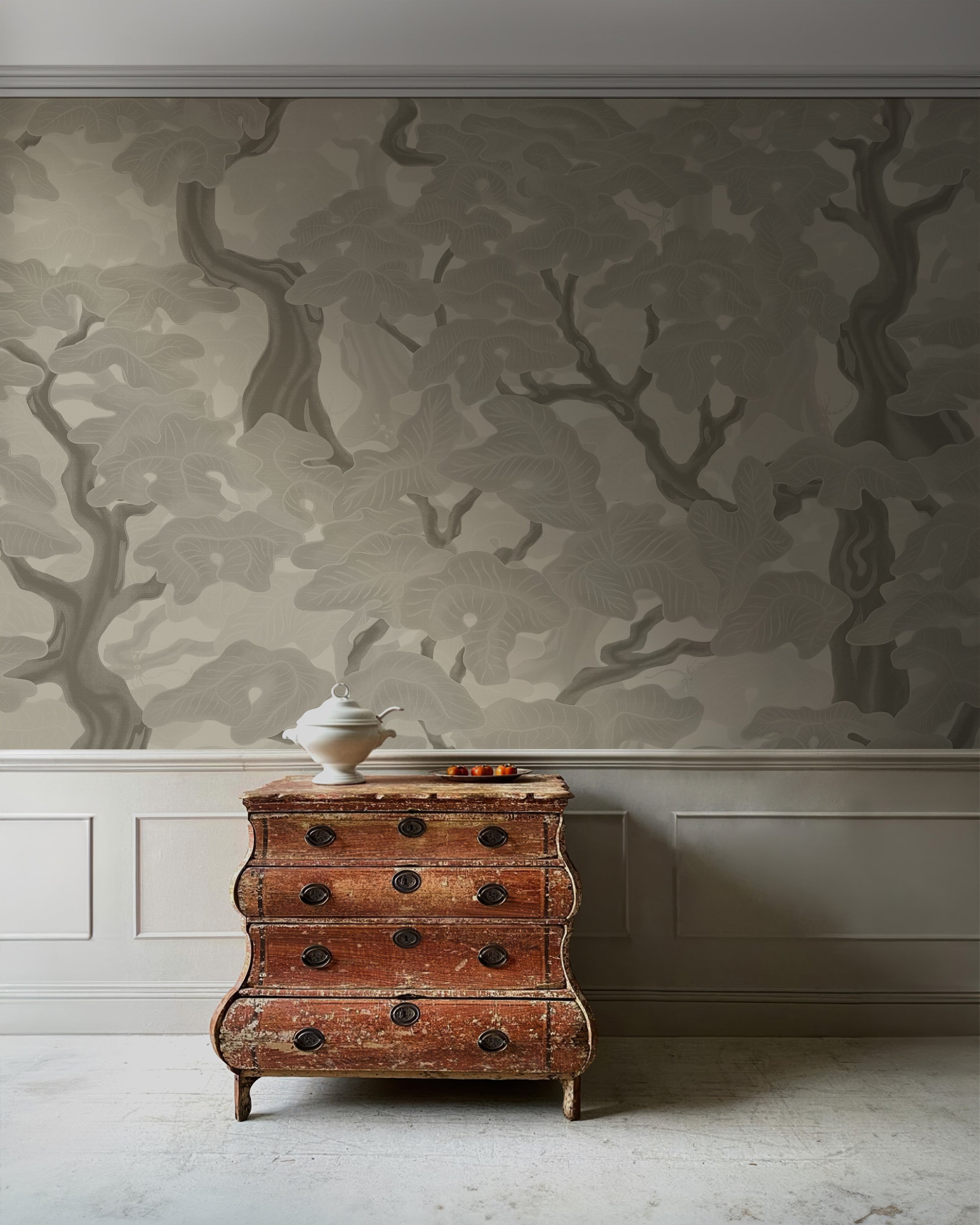Greenly Living - Zen Forest Wall Mural in Silk White | Chinoiserie ...