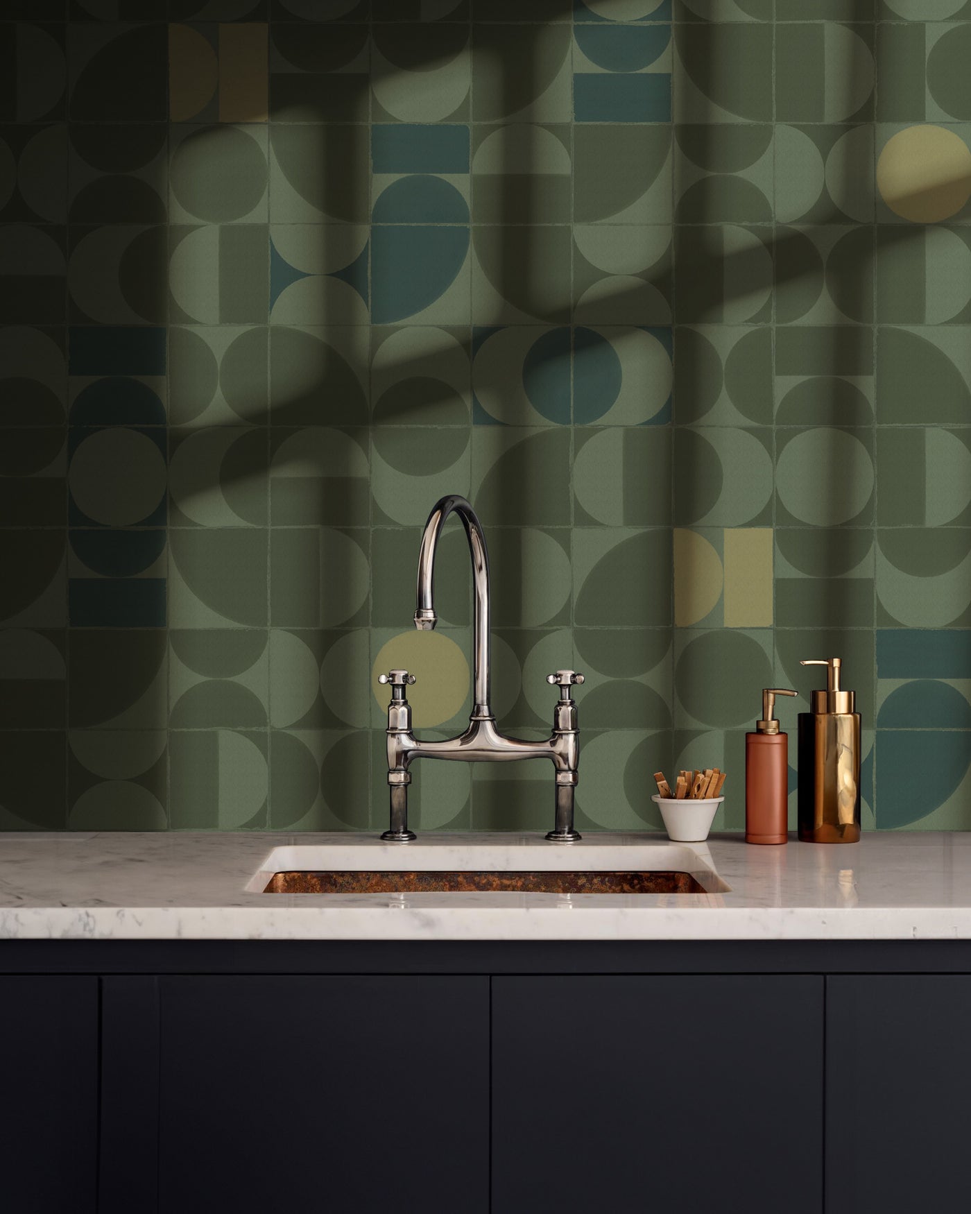 Greenly Living Bauhaus Tile Wallpaper in Sage Green | Modern Art ...