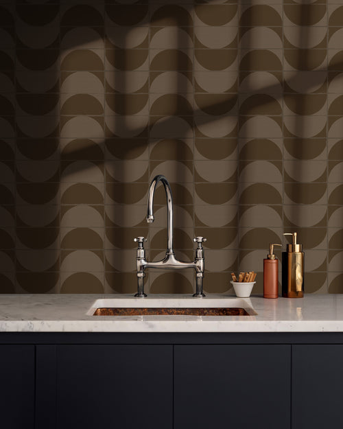 Greenly Living Copacabana Tile Wallpaper in Moss Brown | Coastal ...