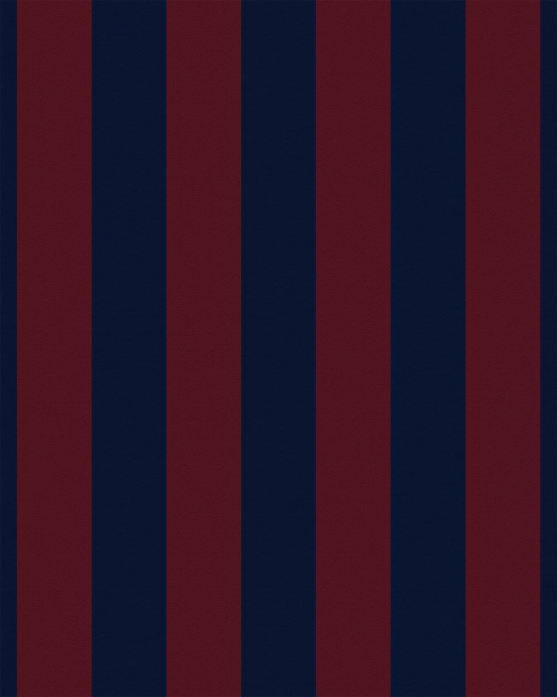 Greenly Living - Classic Stripe Wallpaper in Navy Blue & Oxblood Red ...