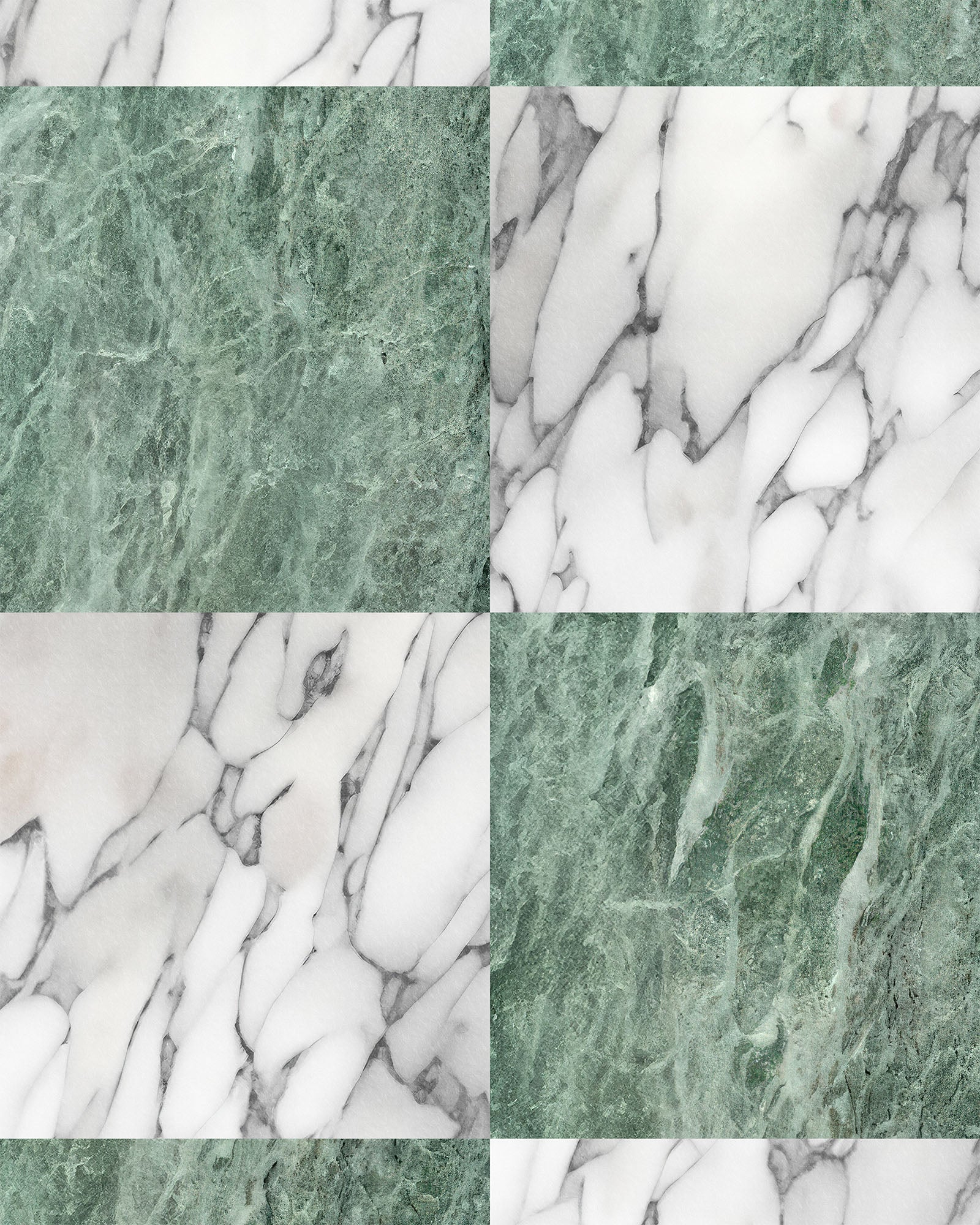 Greenly Living - Checkerboard Marble Wallpaper in Carrara White & Sete ...