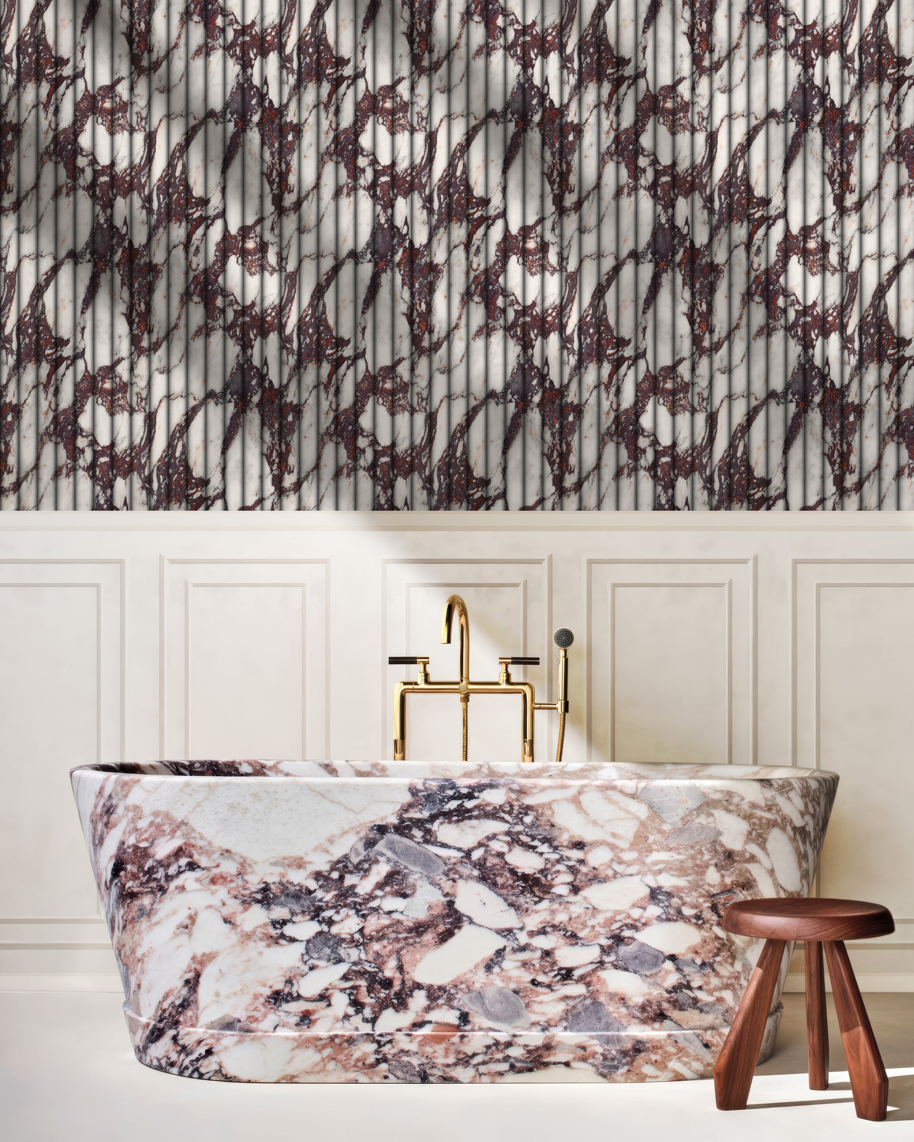 Greenly Living - Calacatta Viola Fluted Marble Wallpaper | Luxury Faux ...