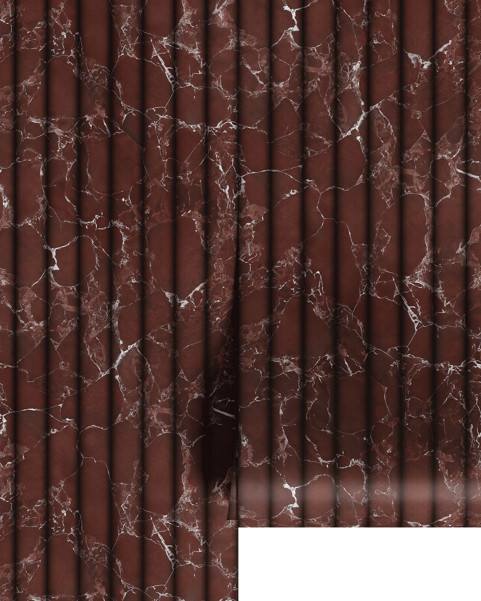 Rosso Levanto Fluted Marble Wallpaper | Luxury Faux Stone Pencil Tile ...
