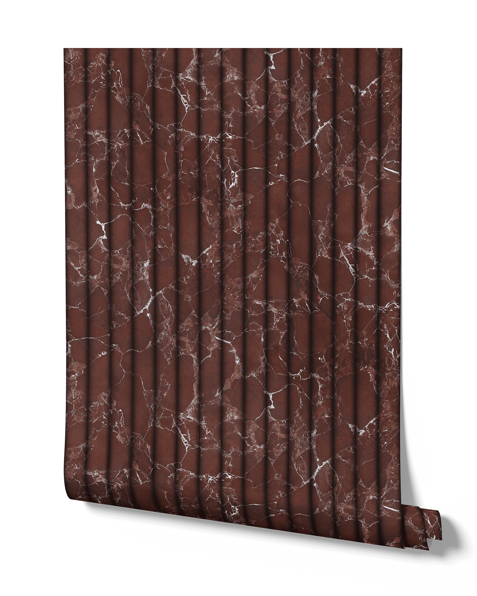 Rosso Levanto Fluted Marble Wallpaper | Luxury Faux Stone Pencil Tile ...