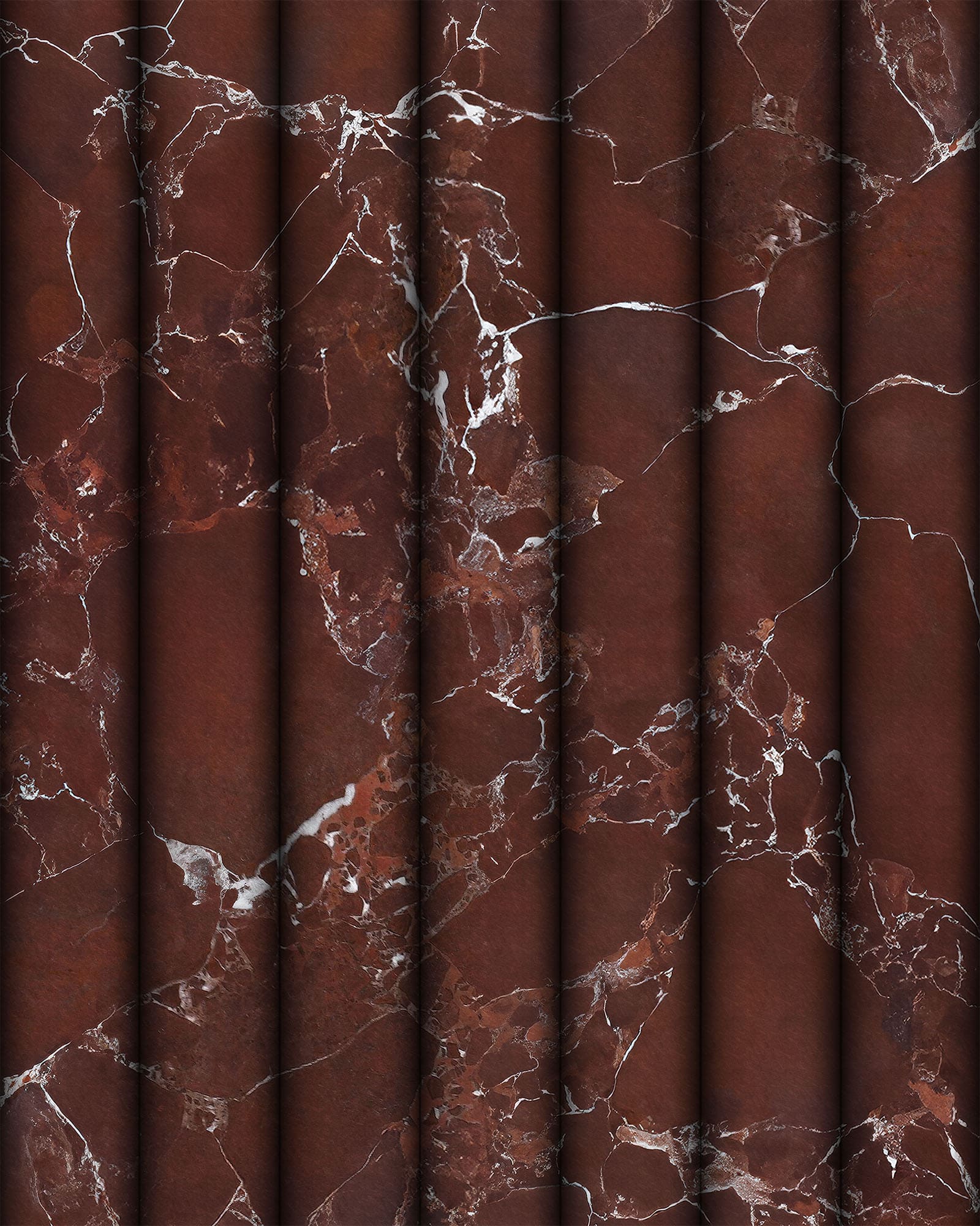 Greenly Living - Rosso Levanto Fluted Marble Wallpaper | Luxury Faux ...