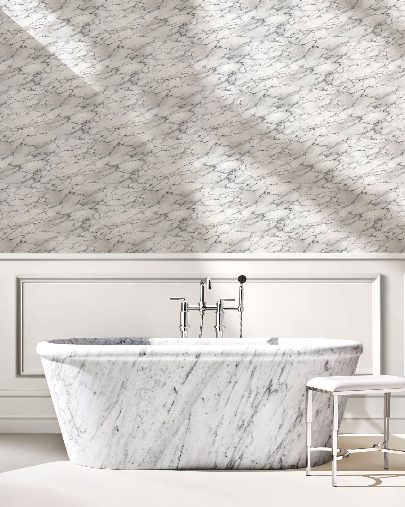 Greenly Living - Carrara White Marble Slab Wallpaper | Luxury Faux ...
