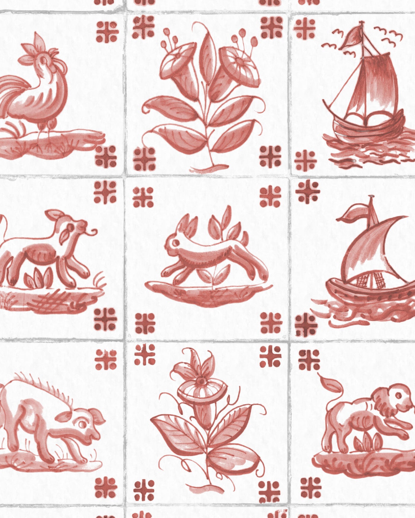 Greenly Living Delphine Tile Wallpaper in Poppy Red | Antique ...