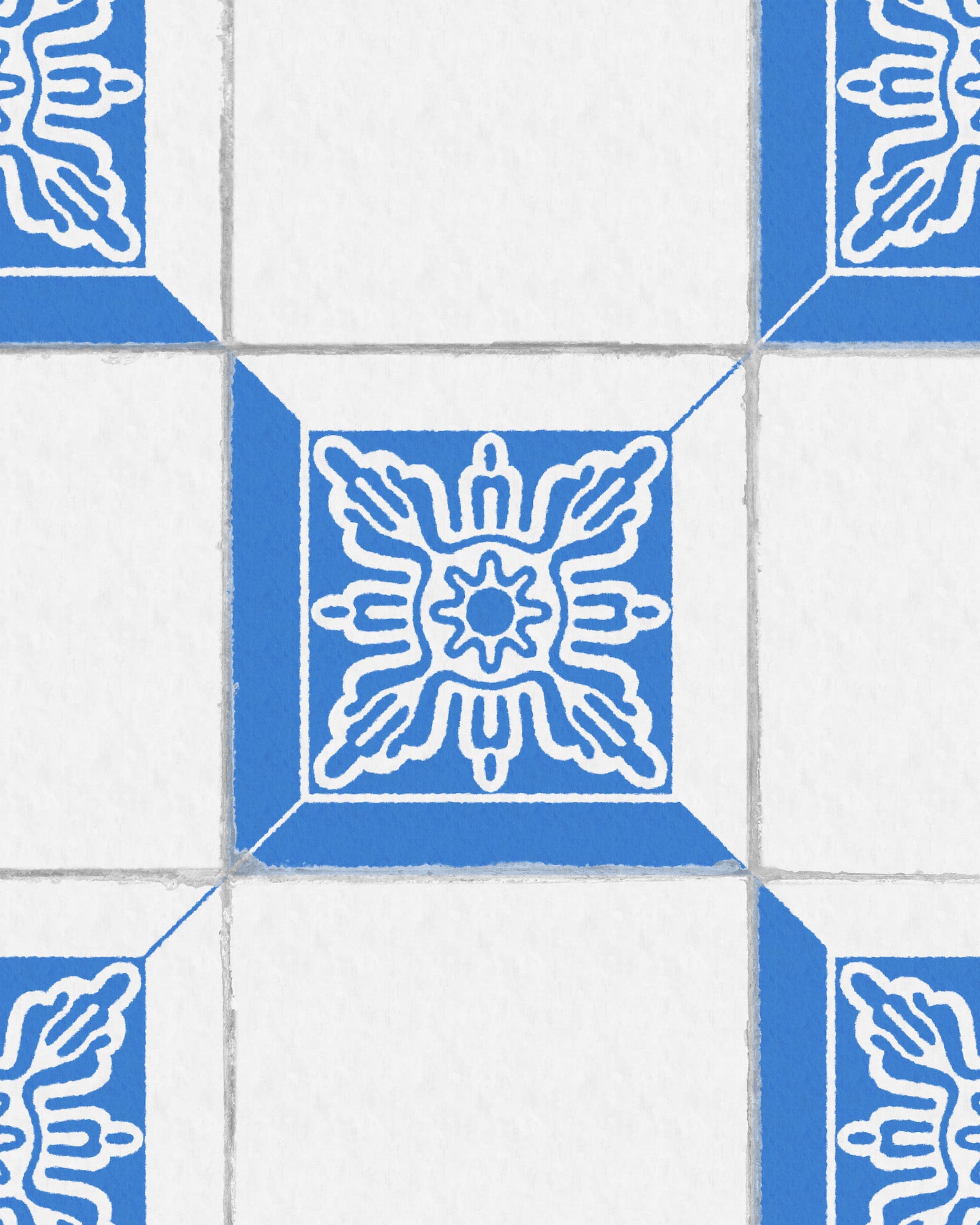 Greenly Living Azulejo Tile Wallpaper in Azure Blue | Traditional Hand ...