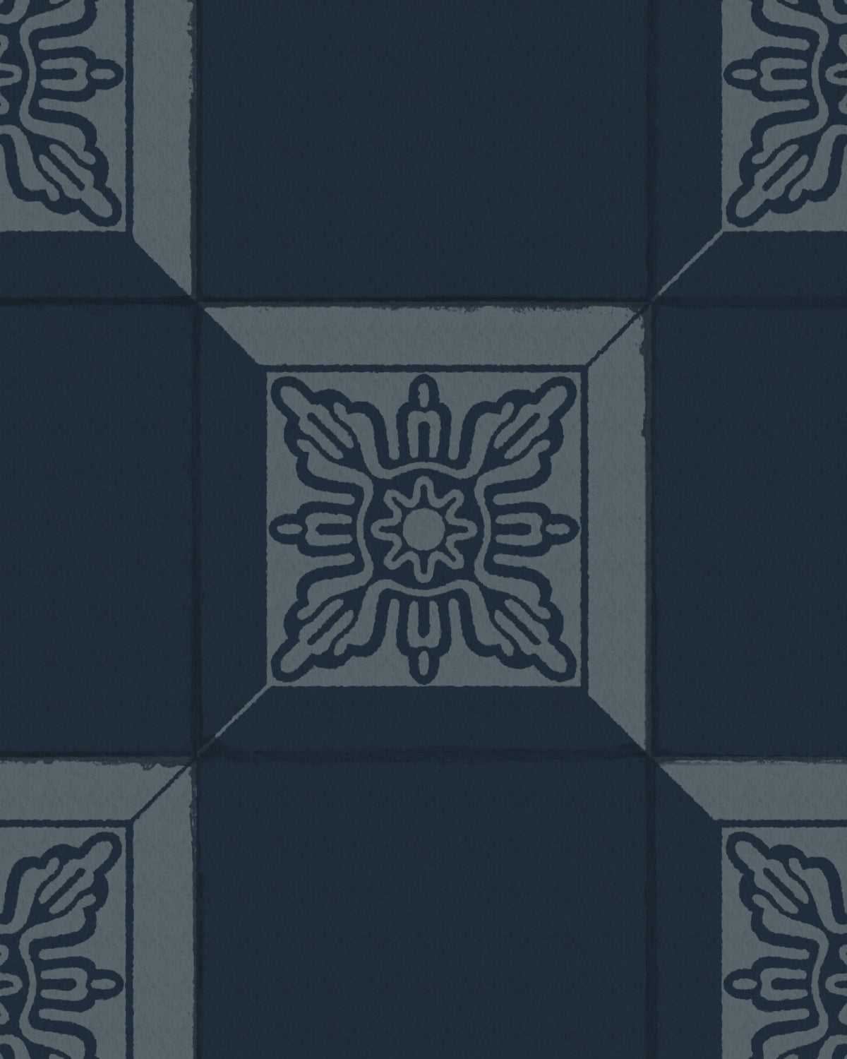 Greenly Living Azulejo Tile Wallpaper in Midnight Blue | Traditional ...