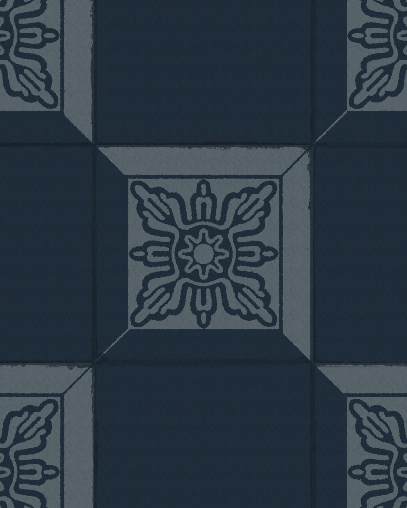 Greenly Living Azulejo Tile Wallpaper in Midnight Blue | Traditional ...