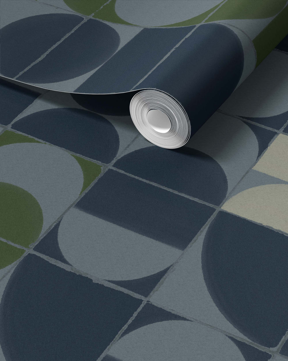 Bauhaus Tile Wallpaper in Midnight Blue | Luxury Geometric Pattern ...