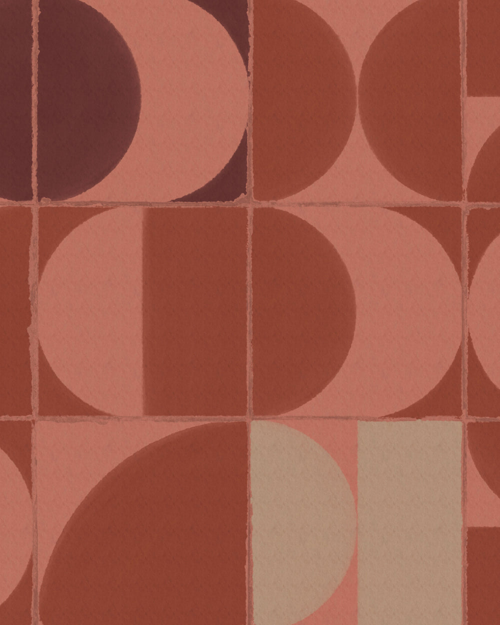 Greenly Living Bauhaus Tile Wallpaper in Canyon Orange | Modern Art ...