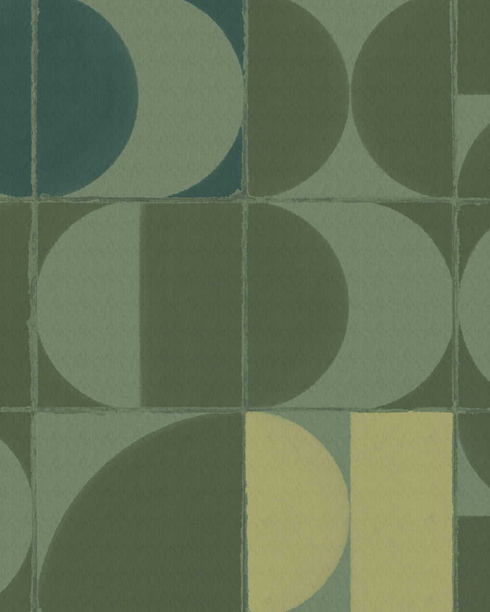 Greenly Living Bauhaus Tile Wallpaper in Sage Green | Modern Art ...