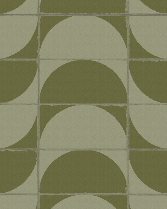 Greenly Living Copacabana Tile Wallpaper in Olive Green | Coastal ...