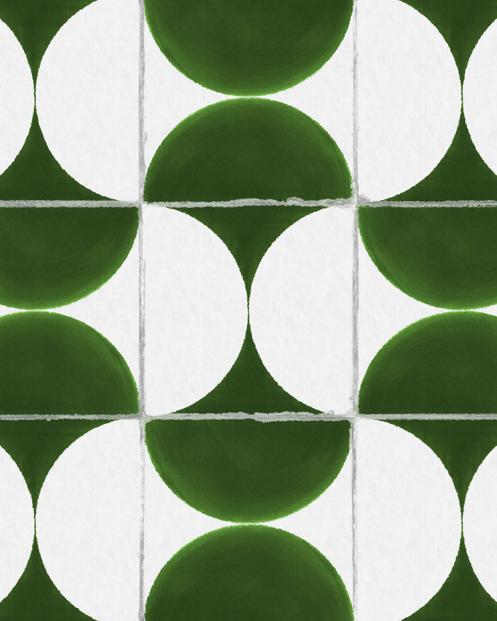 Greenly Living Cusp Tile Wallpaper in Cactus Green | Geometric Scallop ...