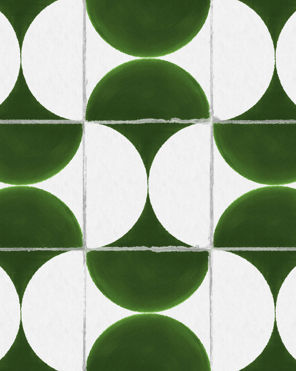 Cusp Tile Wallpaper in Cactus Green | Mid Modern Century MCM Geometric ...