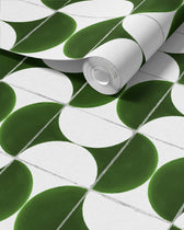 Greenly Living Cusp Tile Wallpaper in Cactus Green | Geometric Scallop ...
