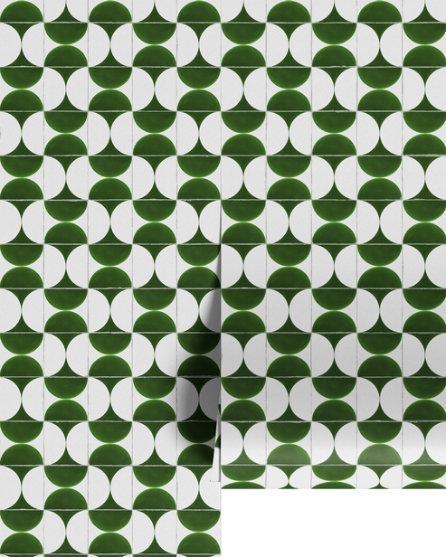 Greenly Living Cusp Tile Wallpaper in Cactus Green | Geometric Scallop ...
