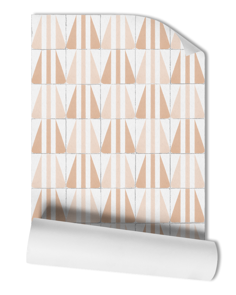 Plaza Tile Wallpaper in Travertine Beige | Contemporary Geometric ...