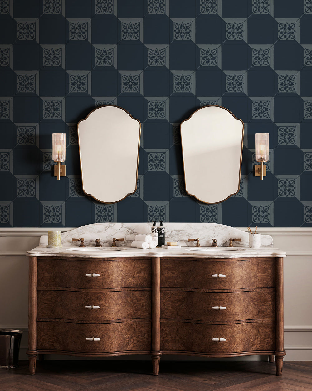 Greenly Living Azulejo Tile Wallpaper in Midnight Blue | Traditional ...