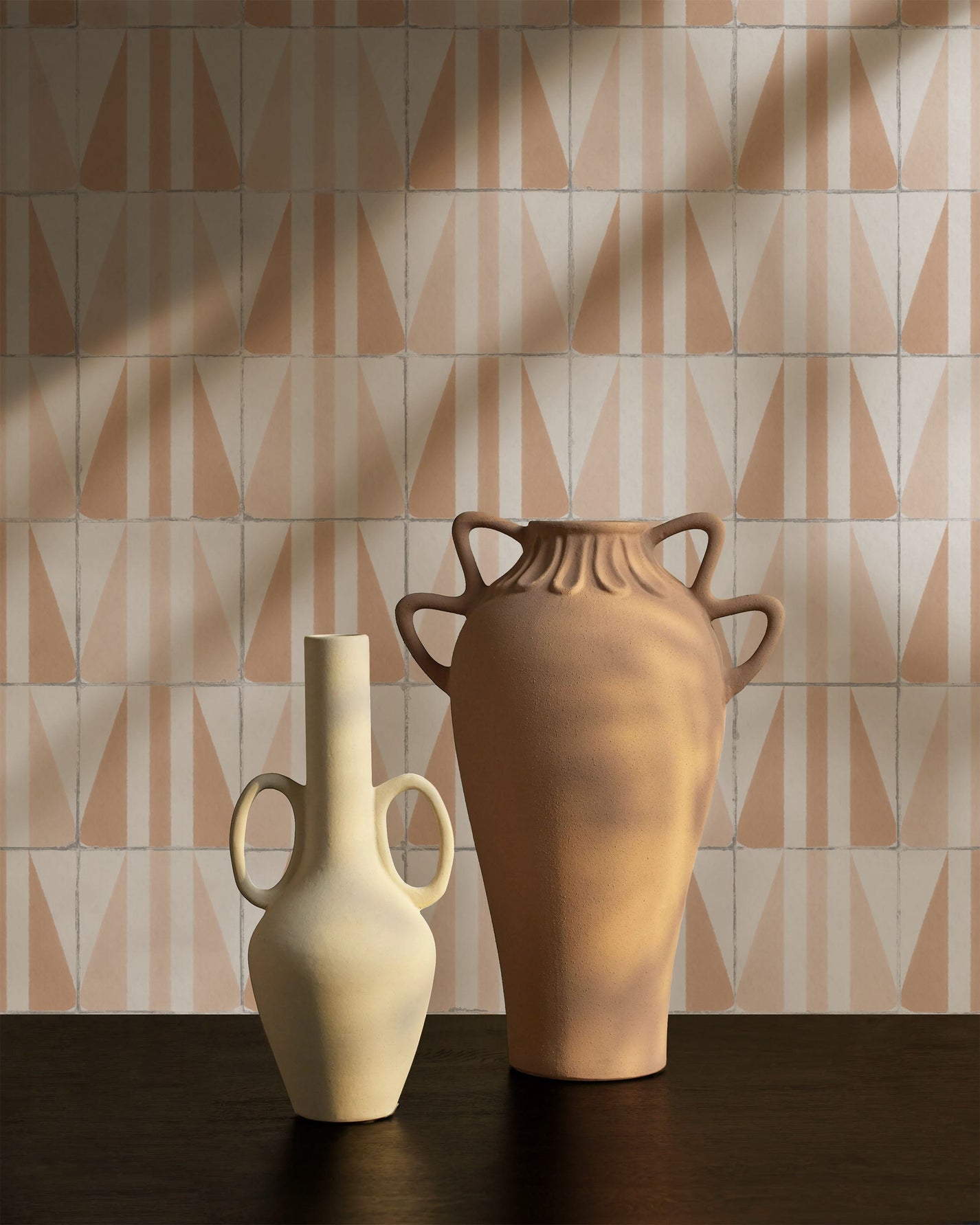 Plaza Tile Wallpaper in Travertine Beige | Contemporary Geometric ...