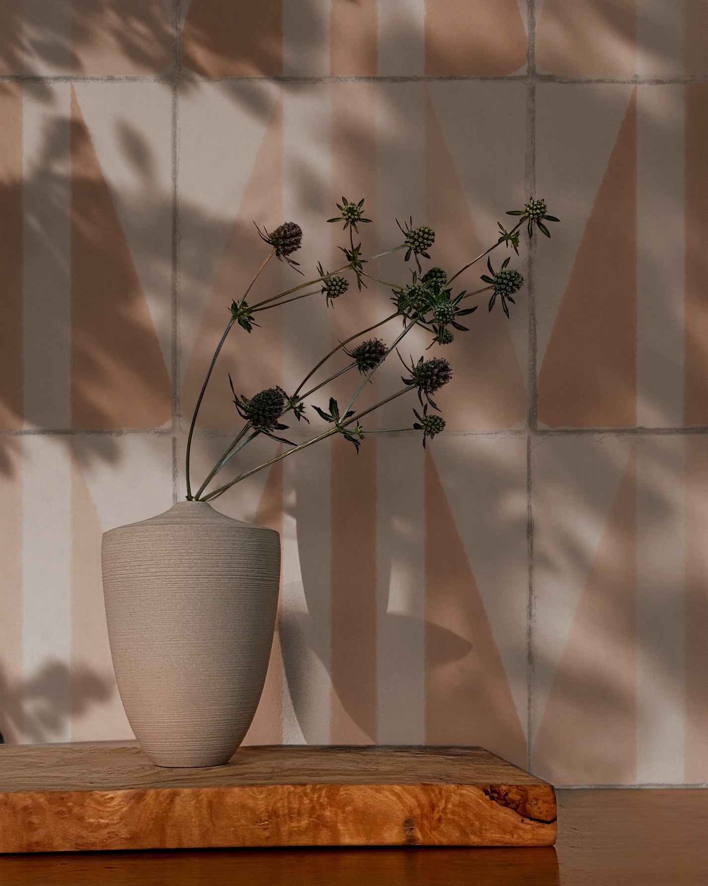 Plaza Tile Wallpaper in Travertine Beige | Contemporary Geometric ...