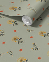 Greenly Living Aster Floral Wallpaper in Sage Green | Vintage Botanical ...